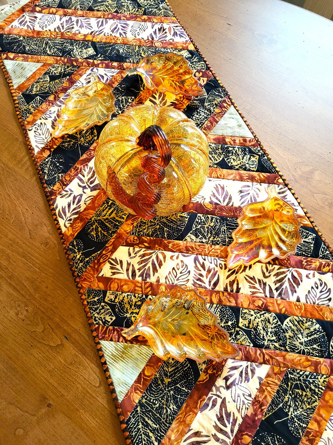 Autumn Leaves is a Quilted Table Runner Using Batik Fabrics With ...