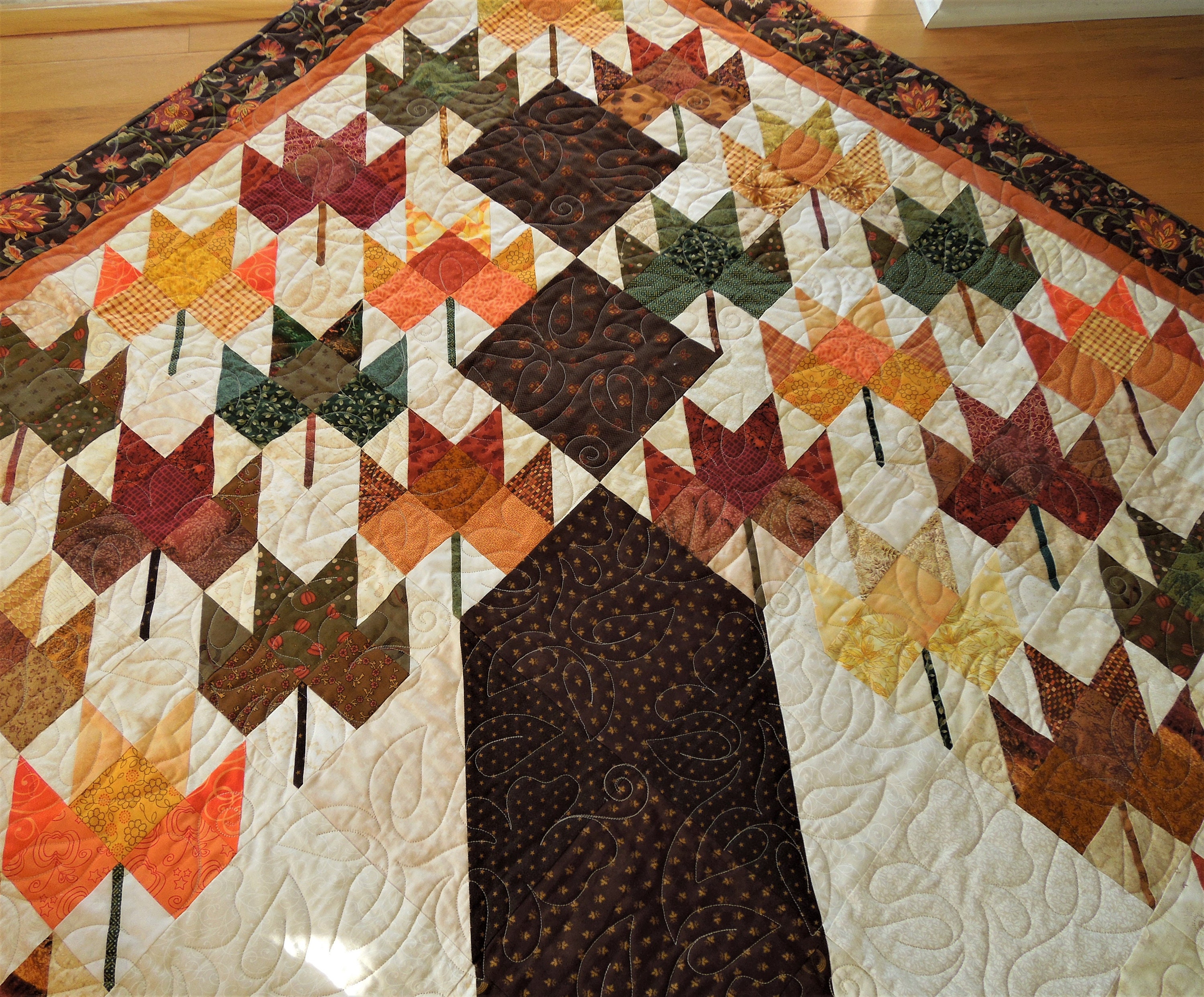 Falling Leaves is a Patchwork Quilt Depicting a Tree Decked Out in ...