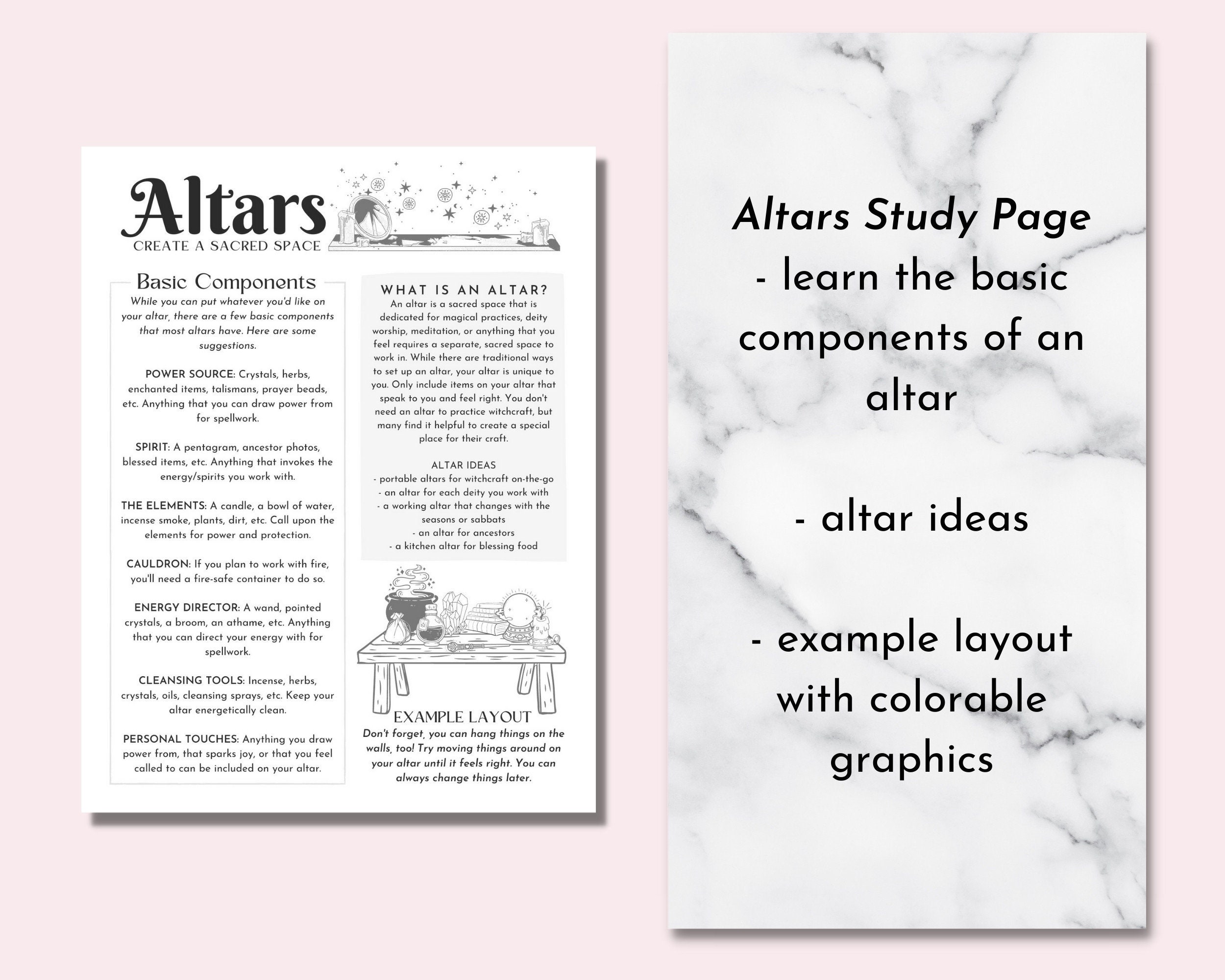 Altar & Altars Worksheet, Printable Grimoire Pages - Etsy Canada