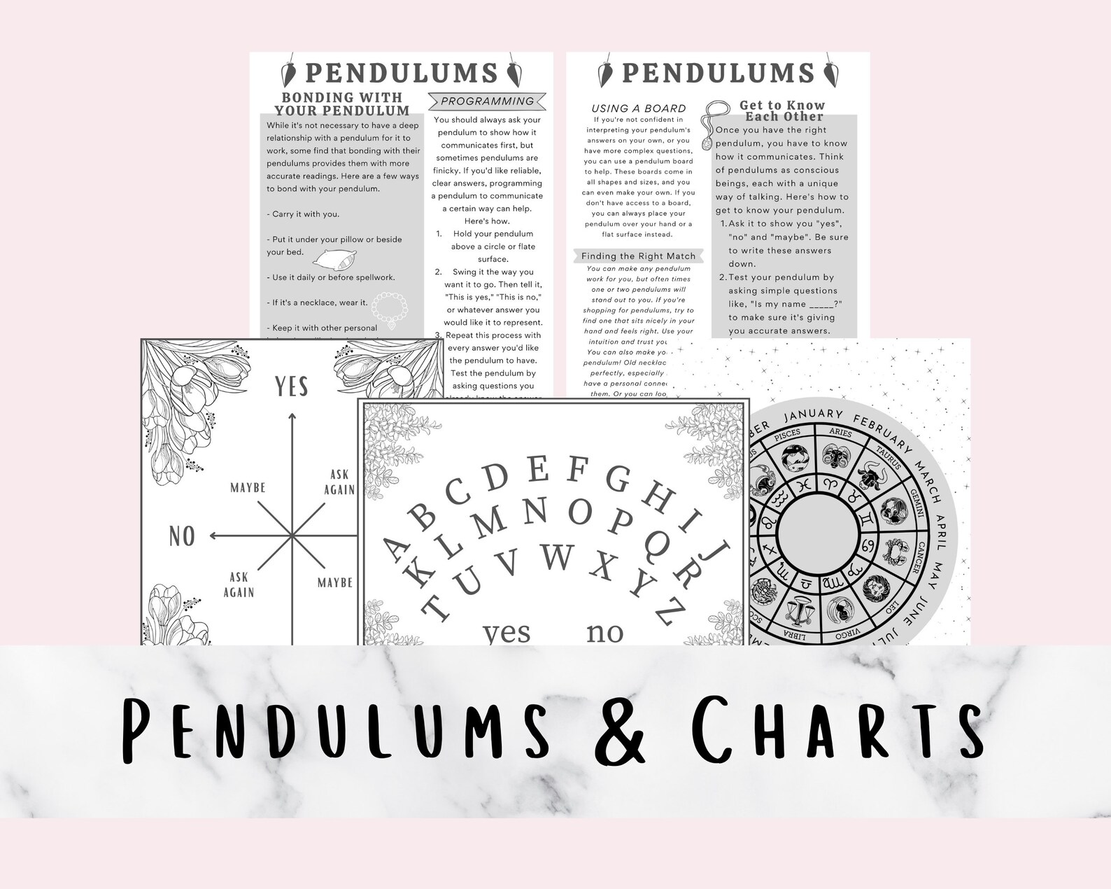 Pendulums and Charts Printable Grimoire Pages | Etsy