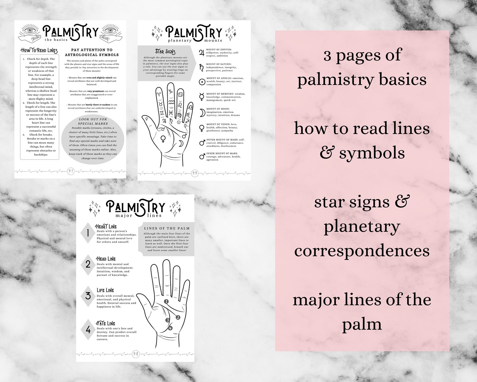 Palmistry Basics Palm Reading Grimoire Pages - Etsy Australia