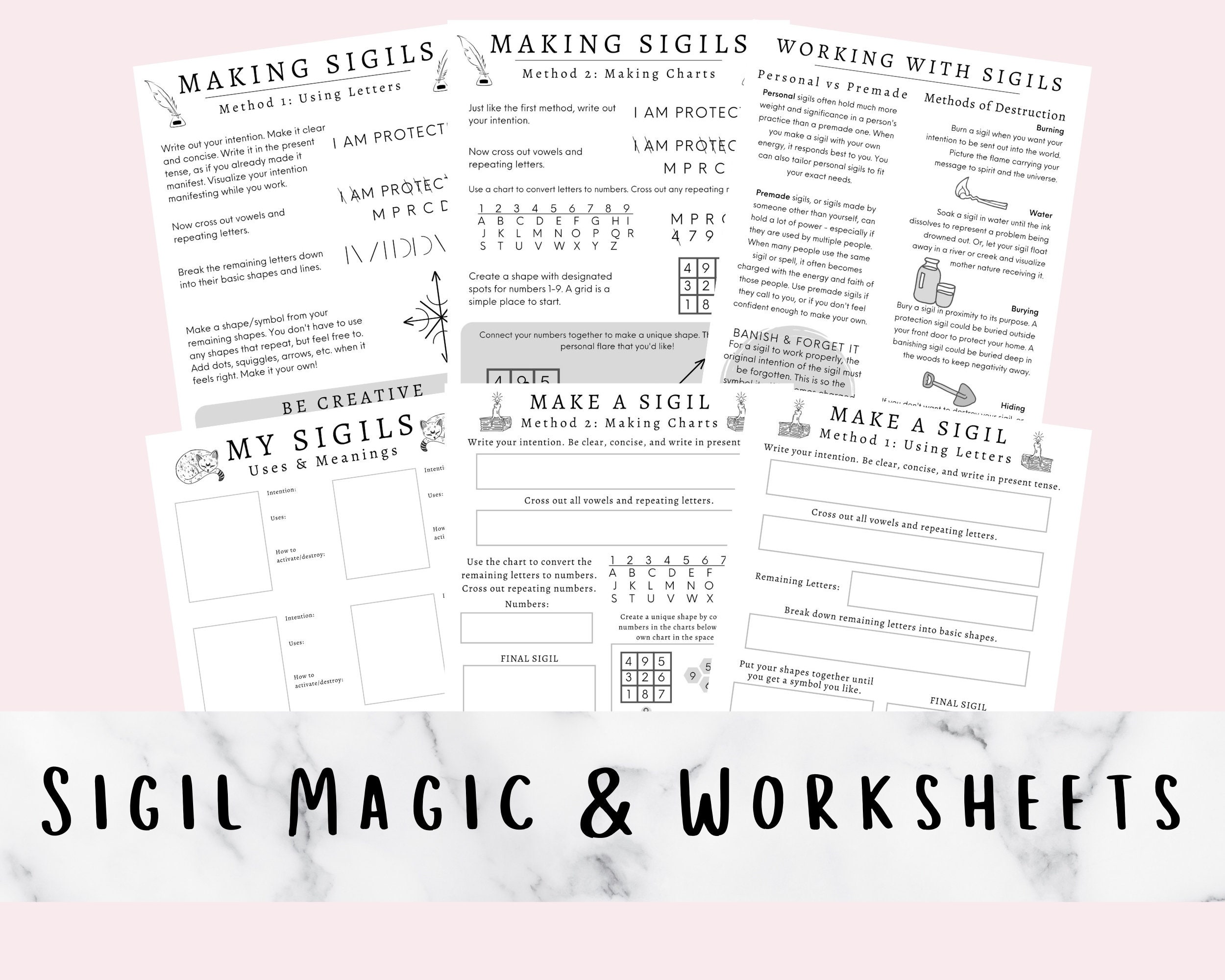 Sigil Magic & Worksheets Printable Grimoire Pages | Etsy
