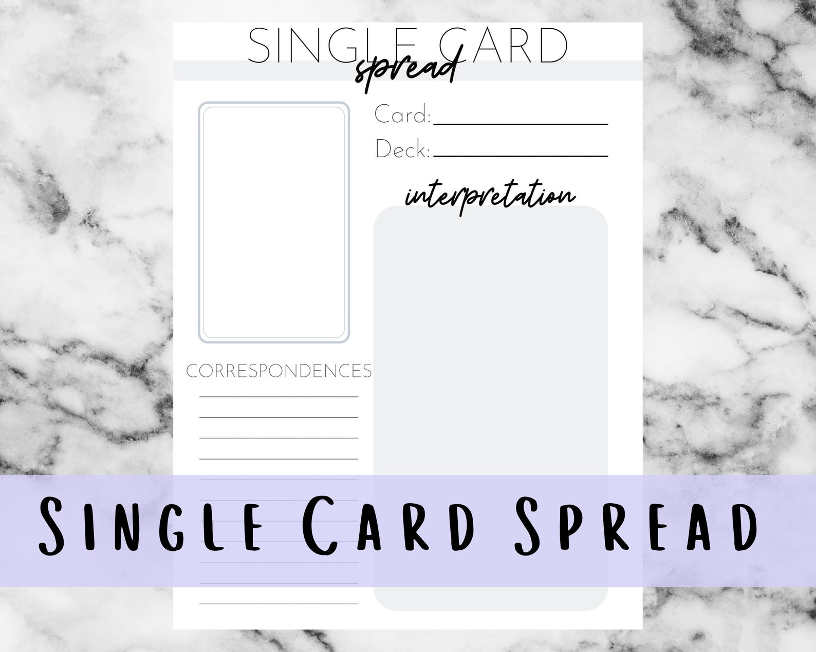 Single Card Spread Tarot Journal Printable Page - Etsy