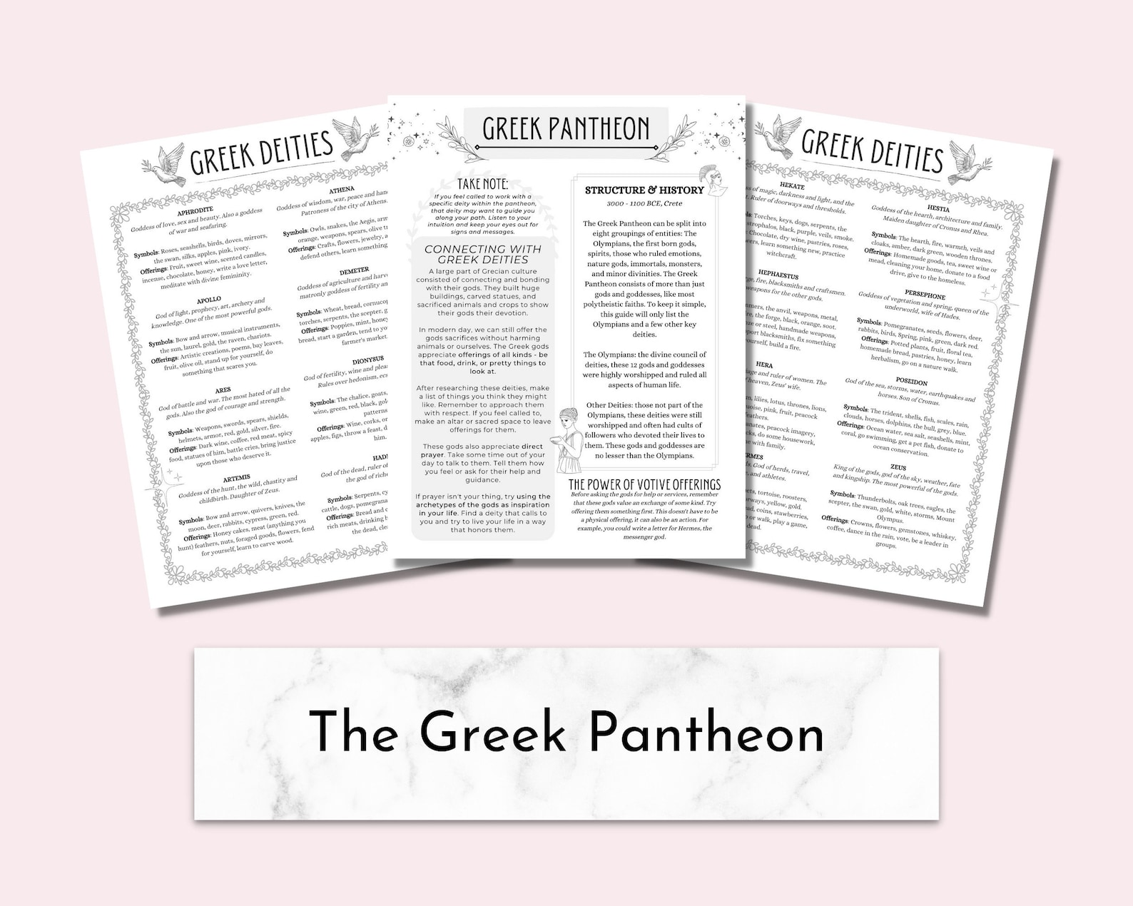 Deities and Pantheons, Greek Norse Roman Egyptian Celtic Printable ...