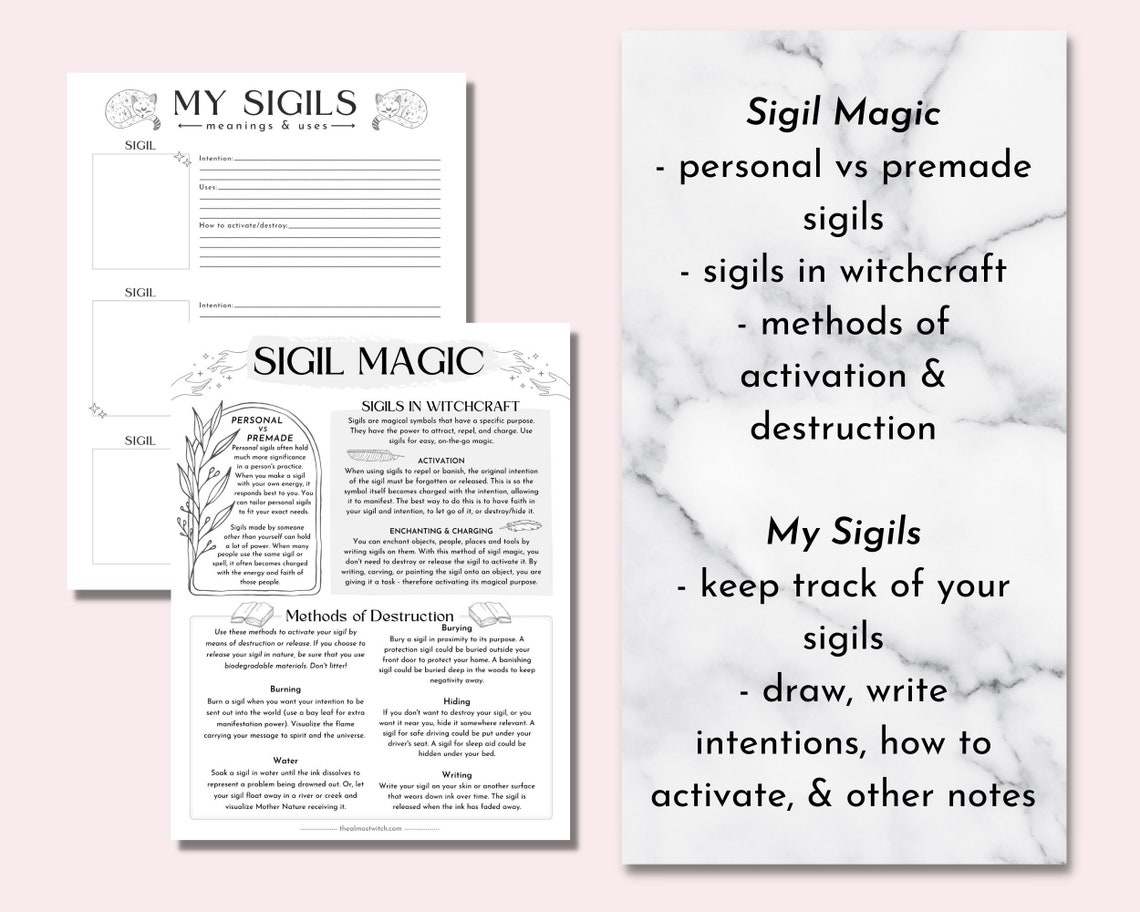 Sigil Magic & Worksheets, Printable Grimoire Pages - Etsy