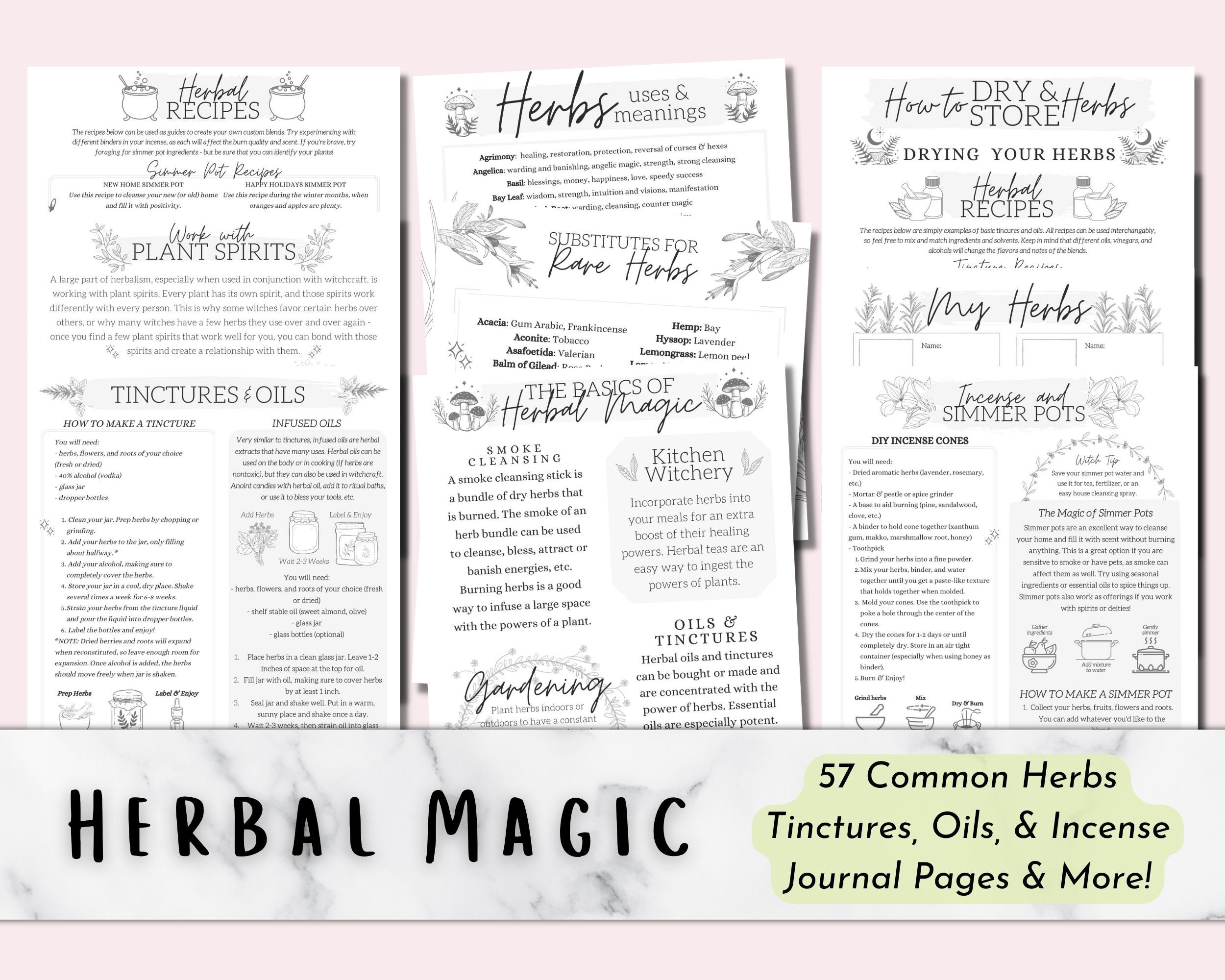 Herbal Magic Green Witchcraft Grimoire Printable Pages - Etsy