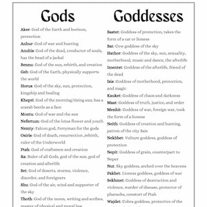 Gods and Goddesses Cheat Sheet, Grimoire Pages - Etsy UK