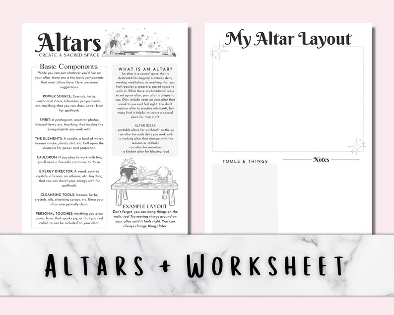 Altar & Altars Worksheet, Printable Grimoire Pages - Etsy