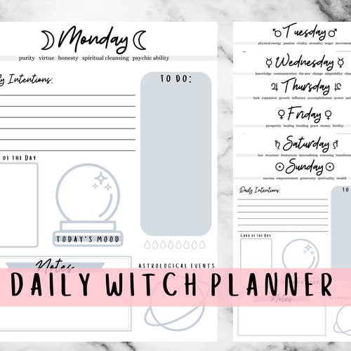 Witch Daily Planner Printable Pages Rainbow Witch Planner - Etsy
