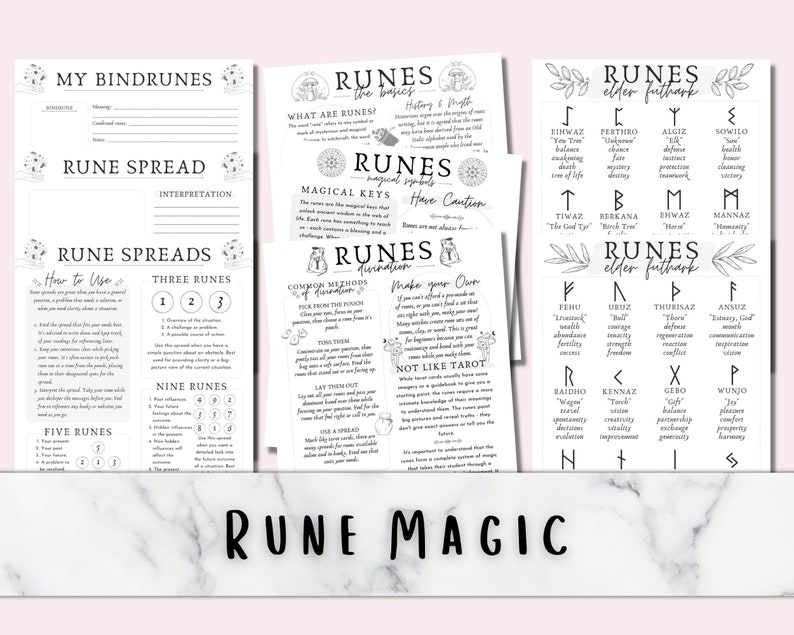 Rune Magic Elder Futhark Meanings, Printable Grimoire Pages - Etsy