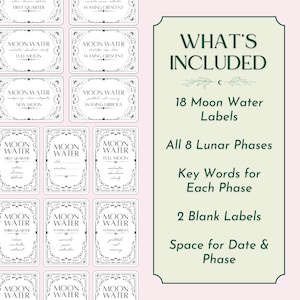 Moon Water Labels, Digital Printable Labels for Witchcraft - Etsy