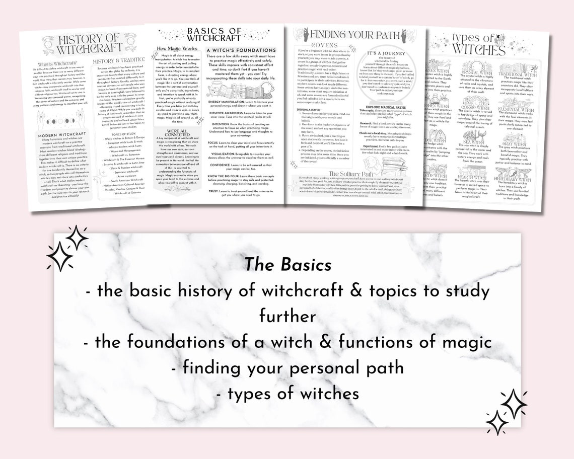 Witchcraft 101 Basics of Witchcraft Printable Grimoire BOS - Etsy