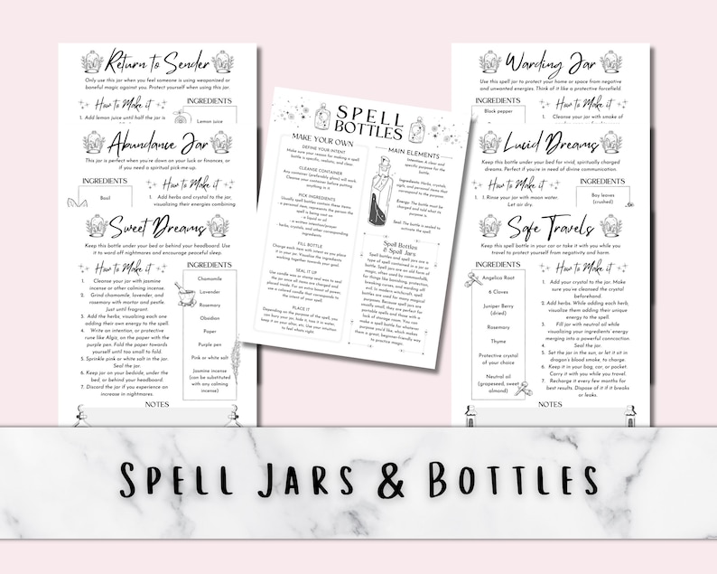 Spell Bottles & Jars Digital Grimoire Pages - Etsy