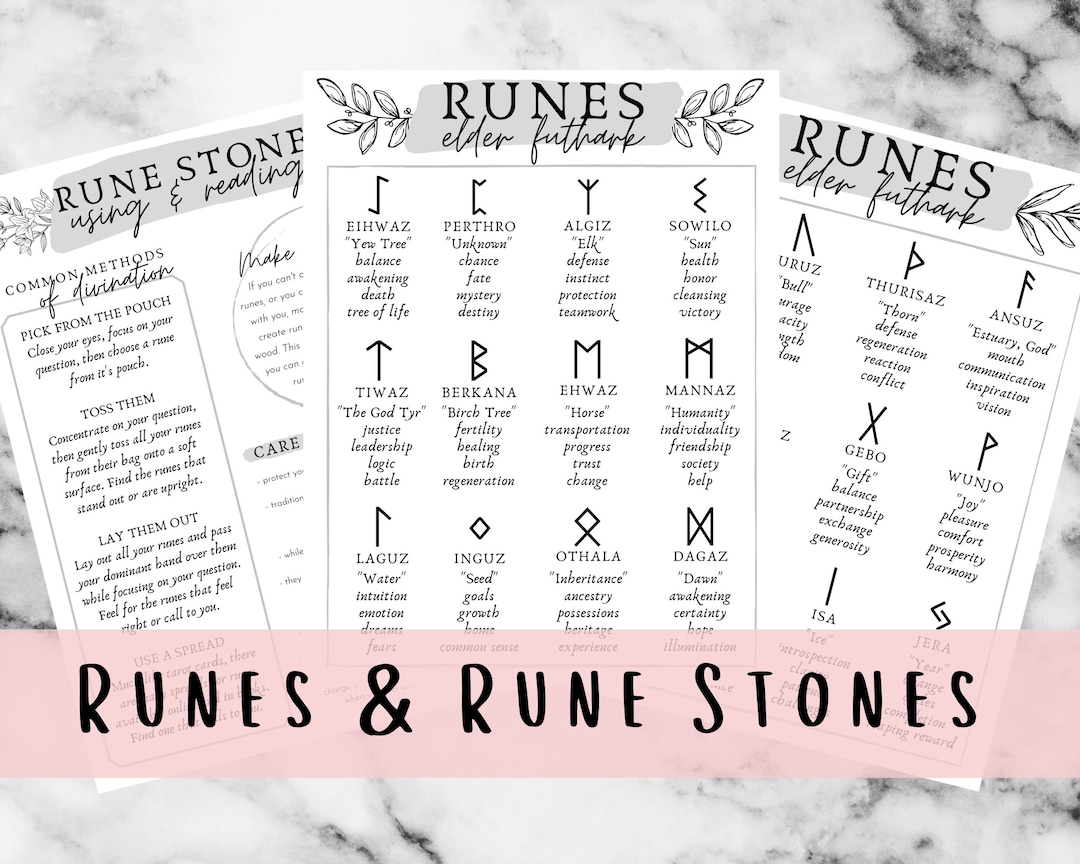 Runes and Rune Stones Cheat Sheet, Printable Grimoire Pages - Etsy