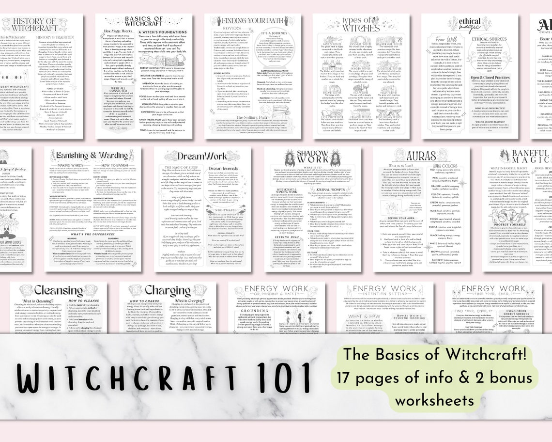 Witchcraft 101 Basics of Witchcraft Printable Grimoire BOS - Etsy