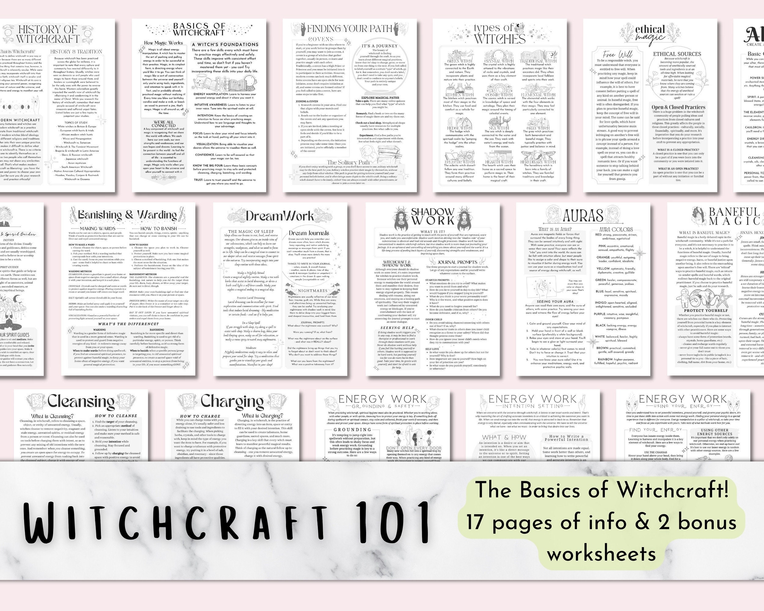 Witchcraft 101 Basics of Witchcraft Printable Grimoire BOS - Etsy