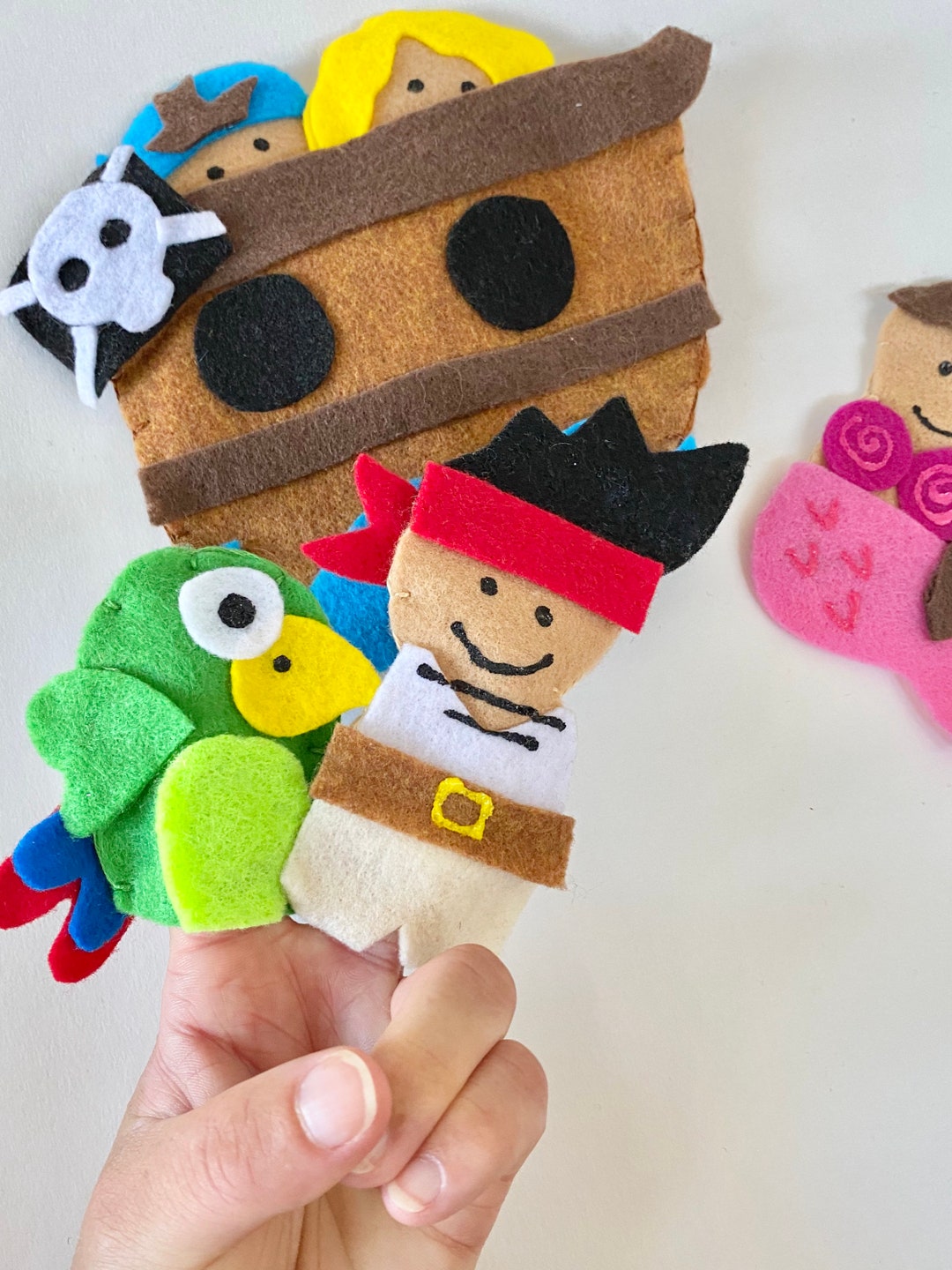 Pirates and Mermaid Finger Puppet, Felt Story, Nursery Rhyme, Children ...