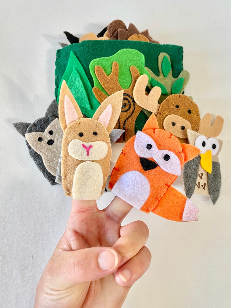 Animal Finger Puppets Felt Woodland Animals Travel Activities for Kids ...