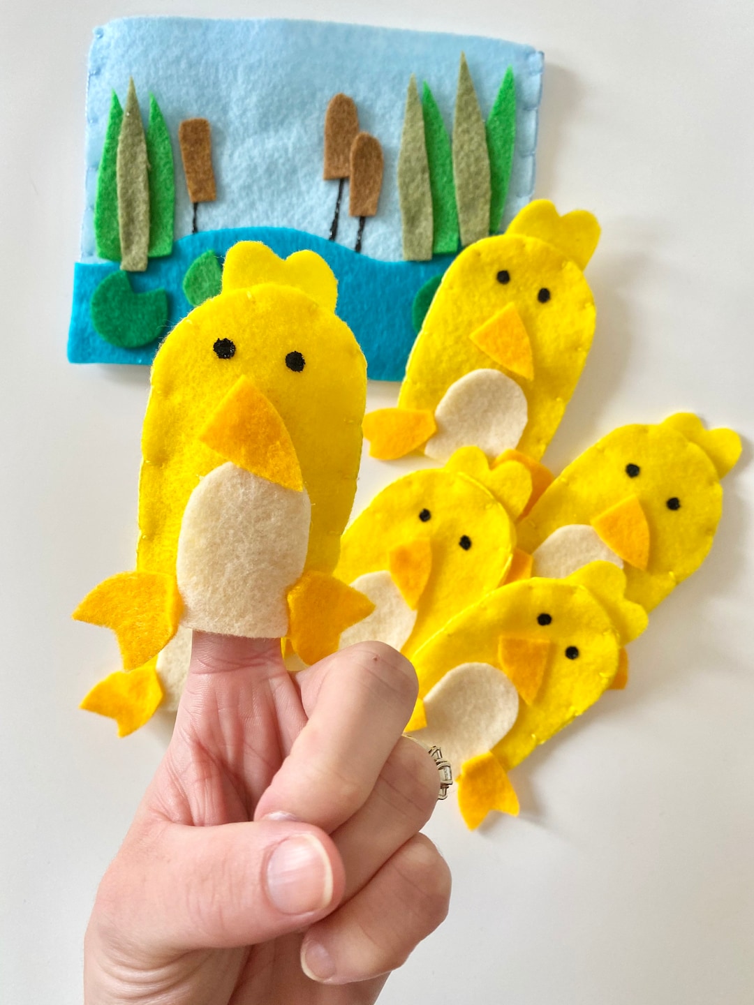 5 five Little Ducks Finger Puppet Set Felt Story, Nursery Rhyme ...