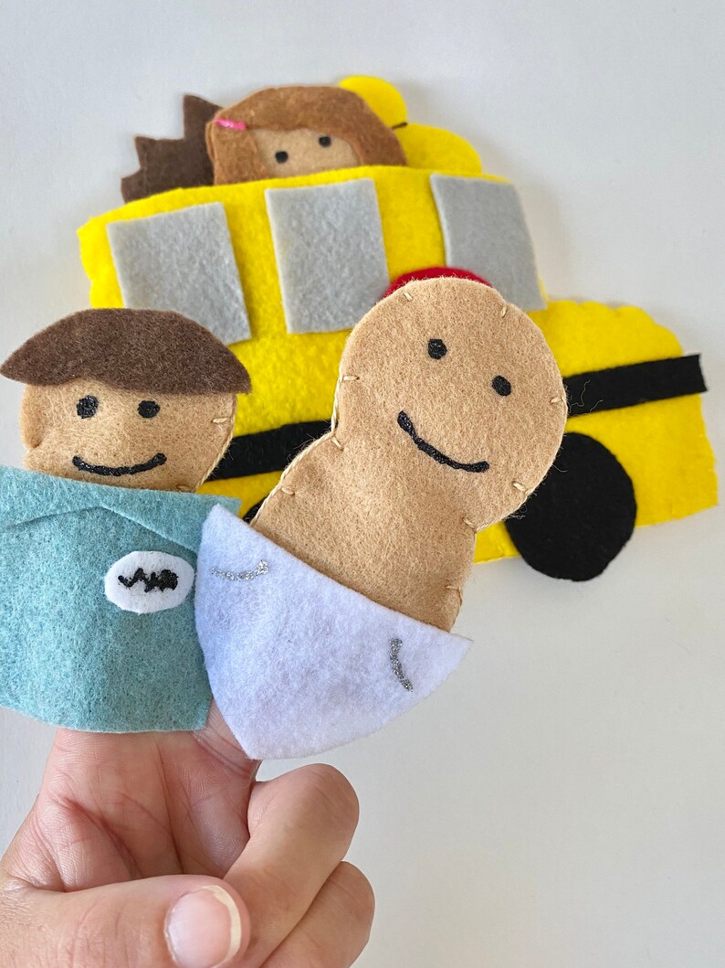 The Wheels on the Bus Felt Finger Puppet Nursery Rhyme Story - Etsy