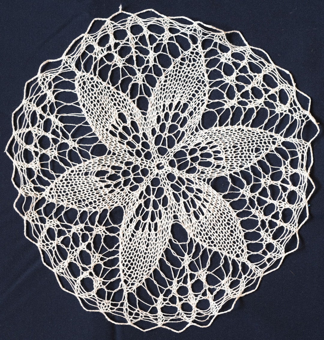 Knitted Doily, White Doily, Cotton Doily, Round Doily, Handmade White ...
