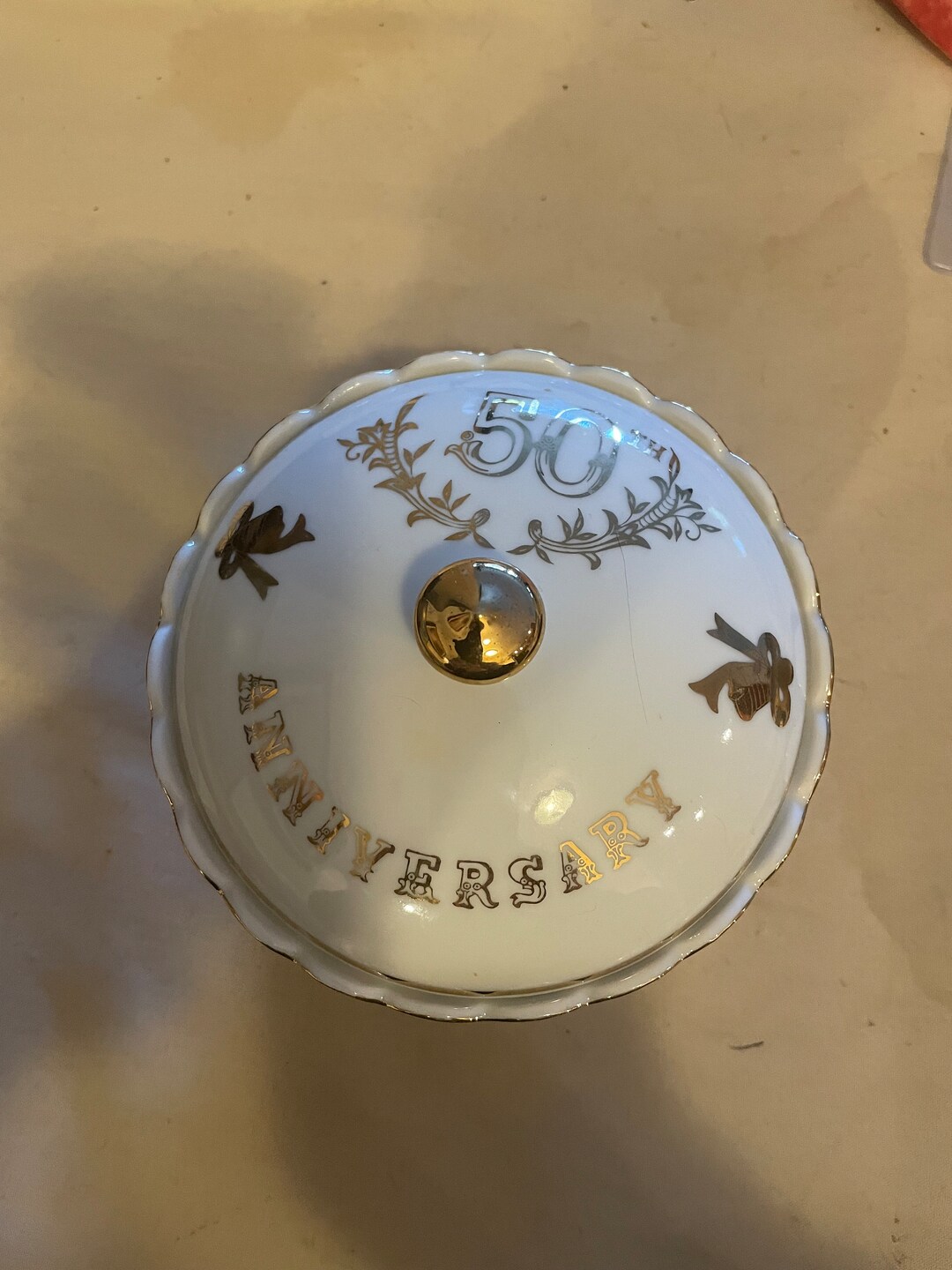 Lefton Vintage Porcelain Candy Dish With Lid so Pretty 50th Anniversary ...