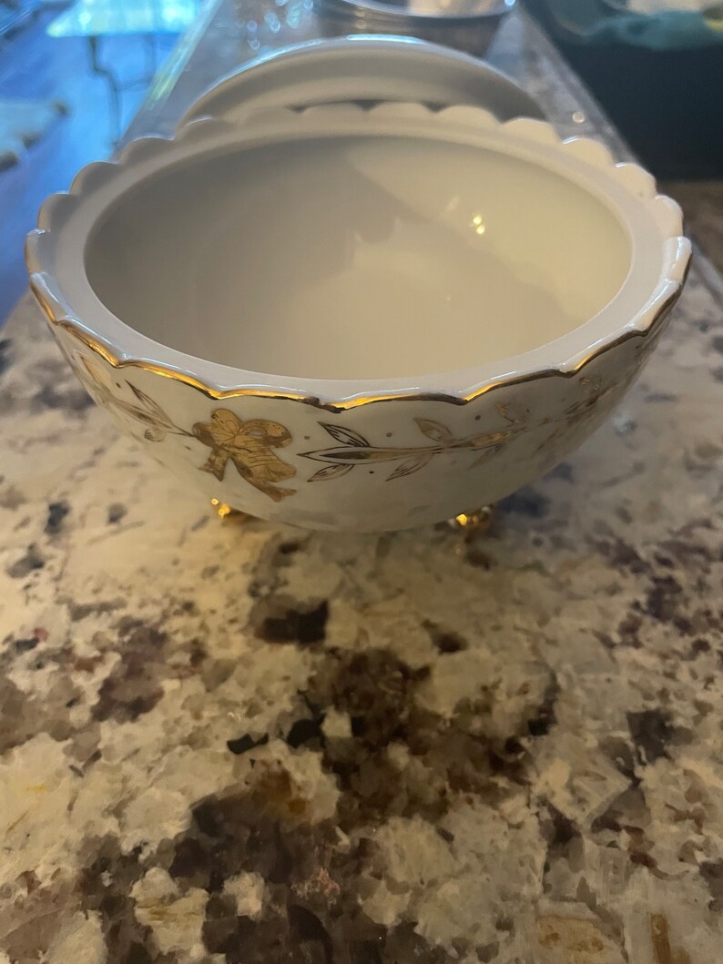 Lefton Vintage Porcelain Candy Dish With Lid so Pretty 50th Anniversary ...