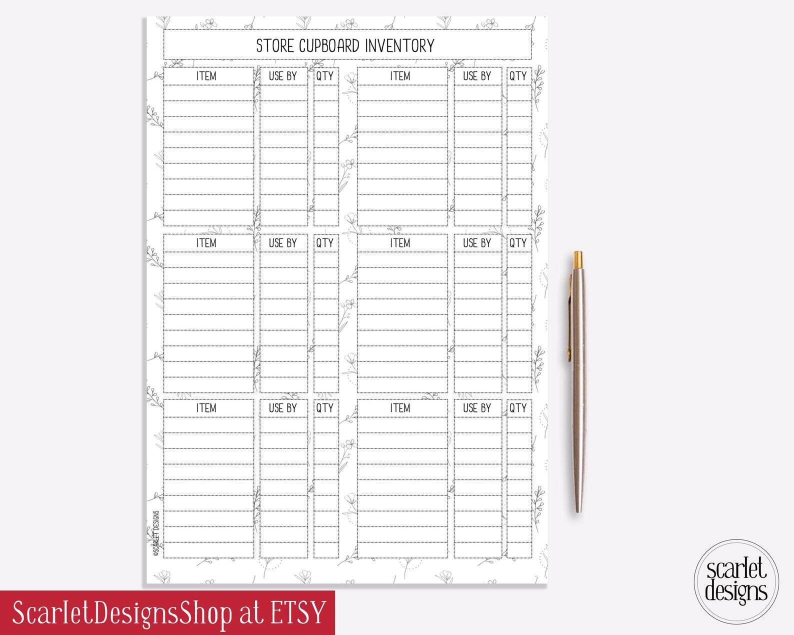 Store Cupboard Inventory, Digital Download, Printable, Home ...