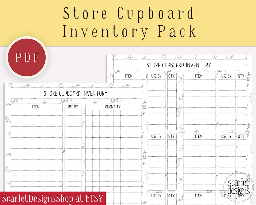 Store Cupboard Inventory Pack, Digital Download, Printable, Home ...