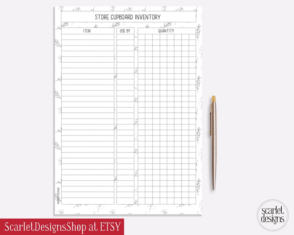 Store Cupboard Inventory, Digital Download, Printable, Home ...