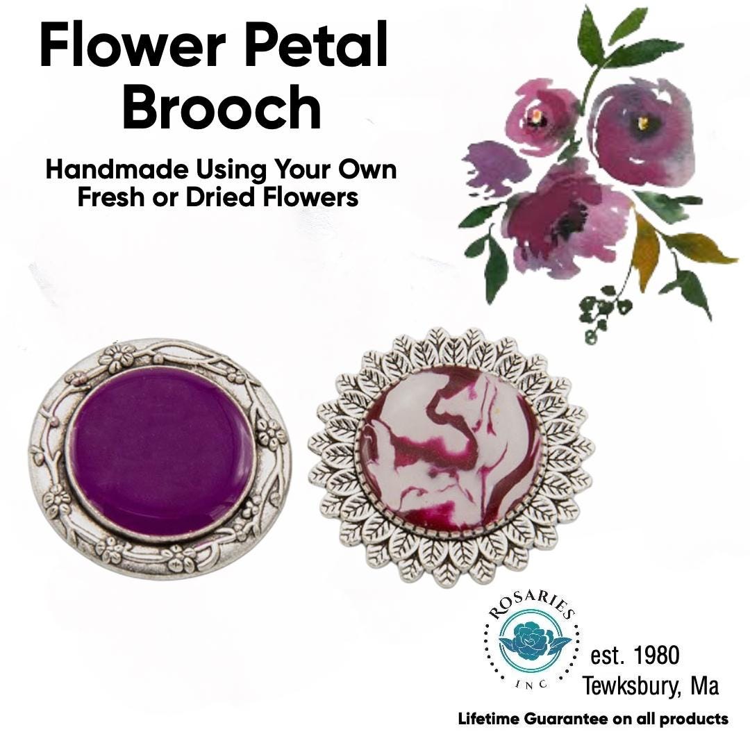 Flower Petal Brooch - Made From Your Fresh or Dried Flowers - Funeral ...