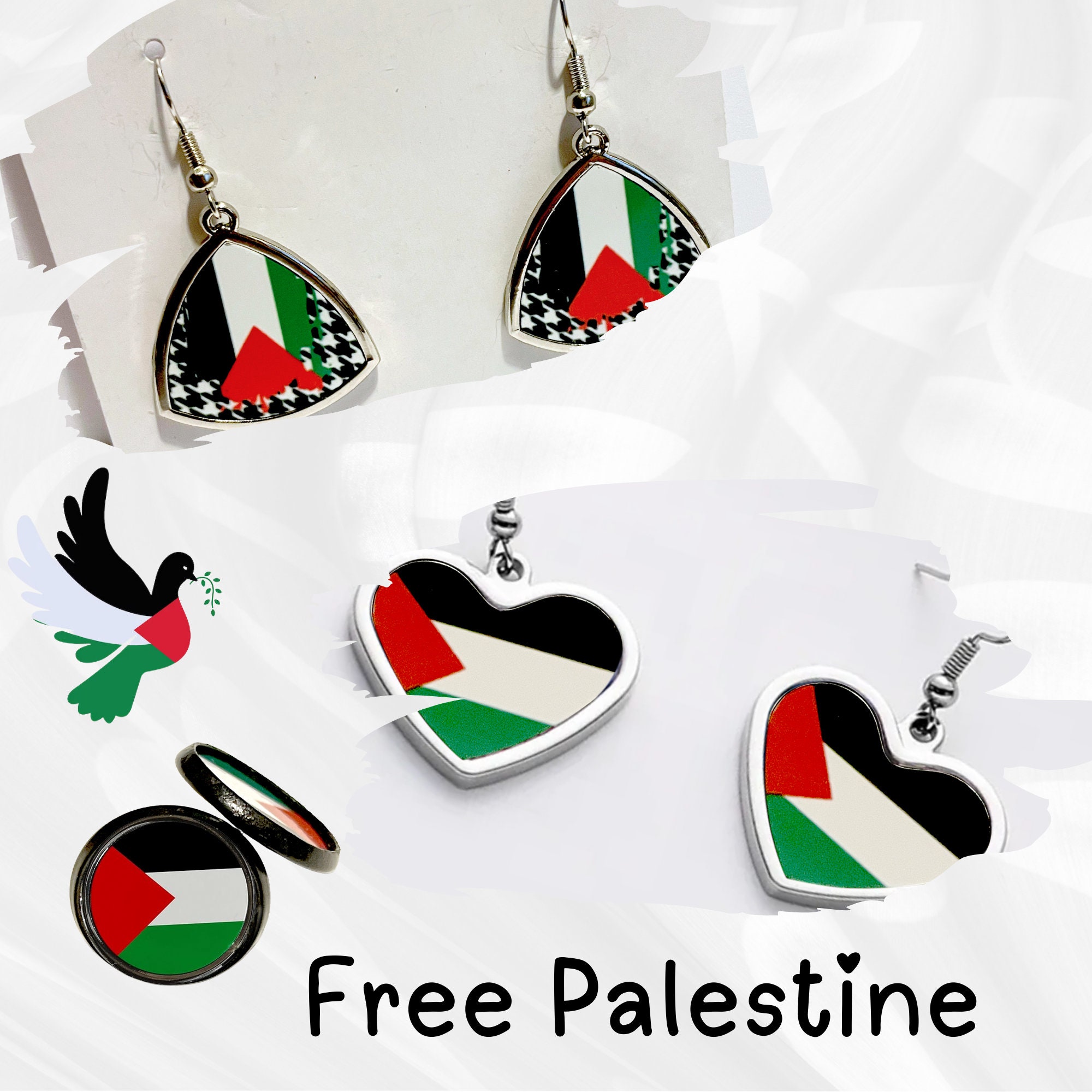 Solidarity Shines/ Palestinian Flag Earrings Collection/ Custom/ Stud ...