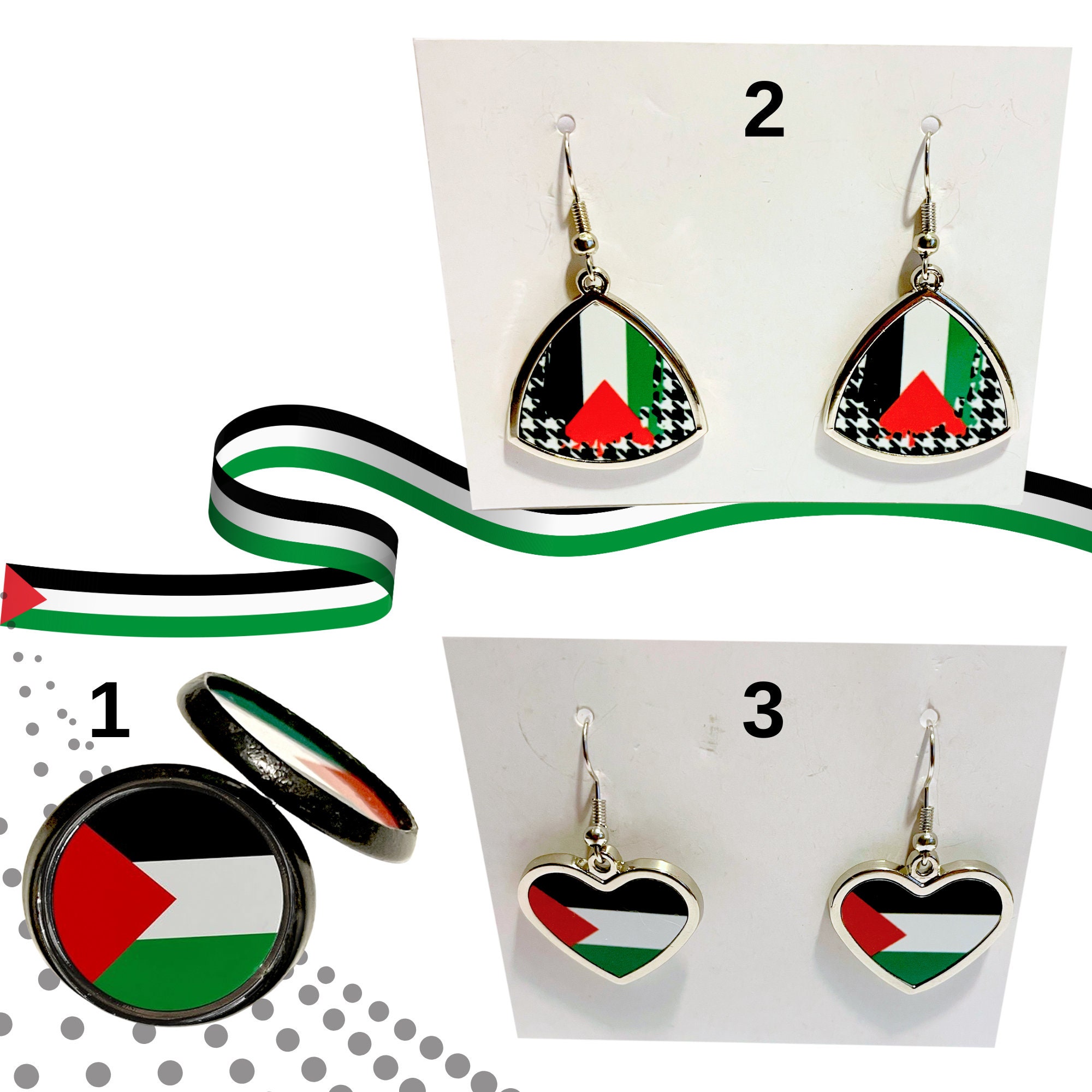 Solidarity Shines/ Palestinian Flag Earrings Collection/ Custom/ Stud ...