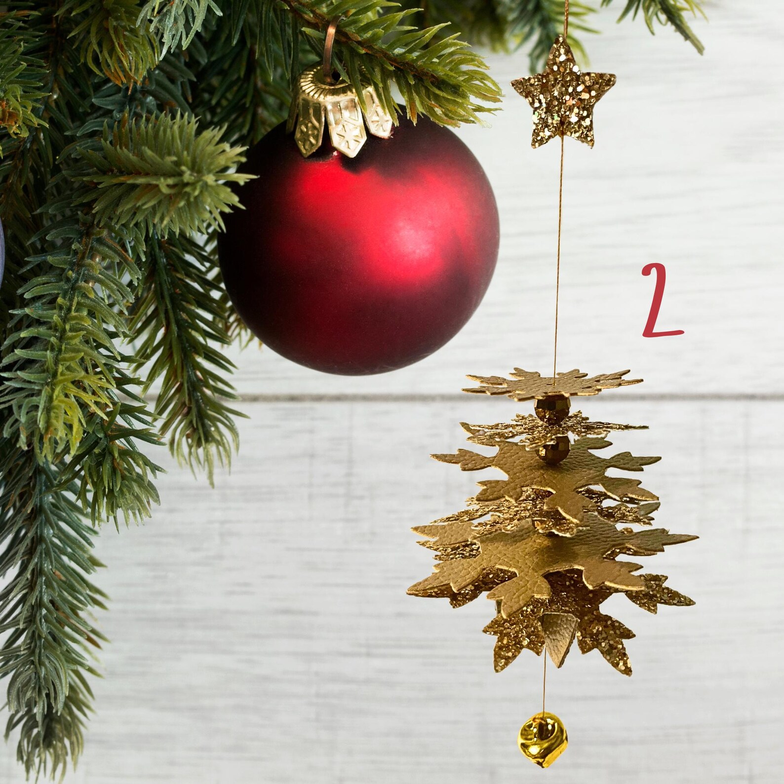Elegant Stacked Snowflake Christmas Ornaments – White Felt/ Gold Faux ...