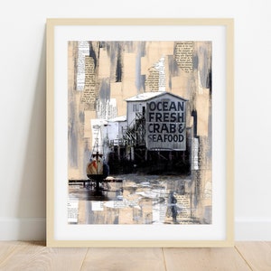 FISH SHACK WOOD| Black and White Fish Art Print | Coastal Fishing Boat ...