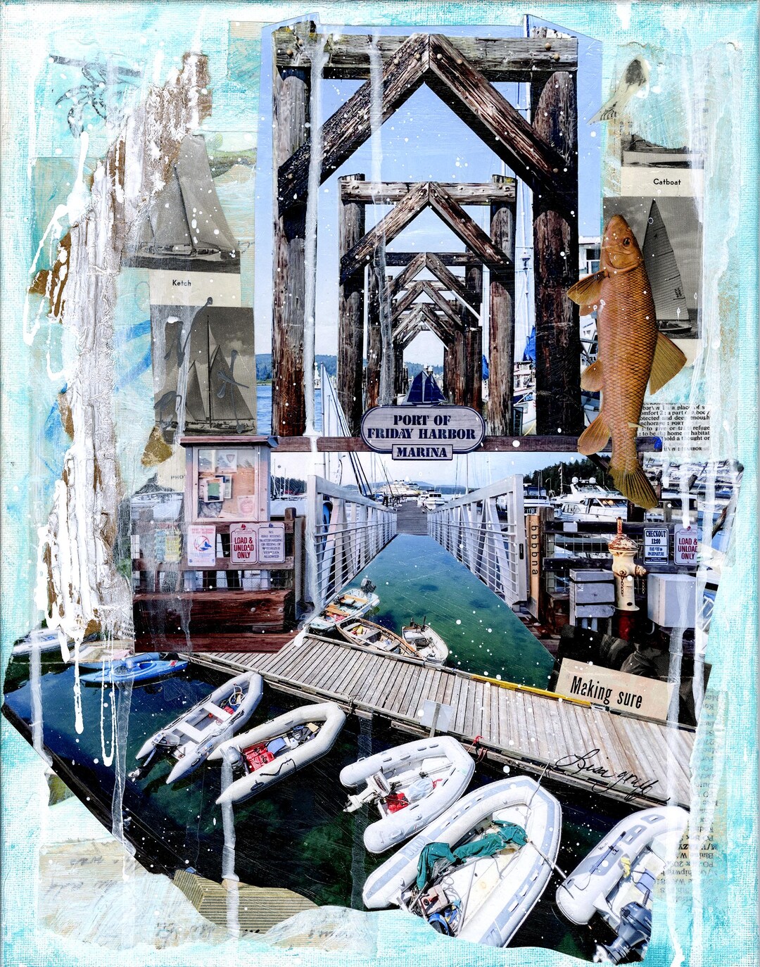 THE DOCKS PRINT| Friday Harbor Dinghy's | Coastal Fishing Boat | Boat ...