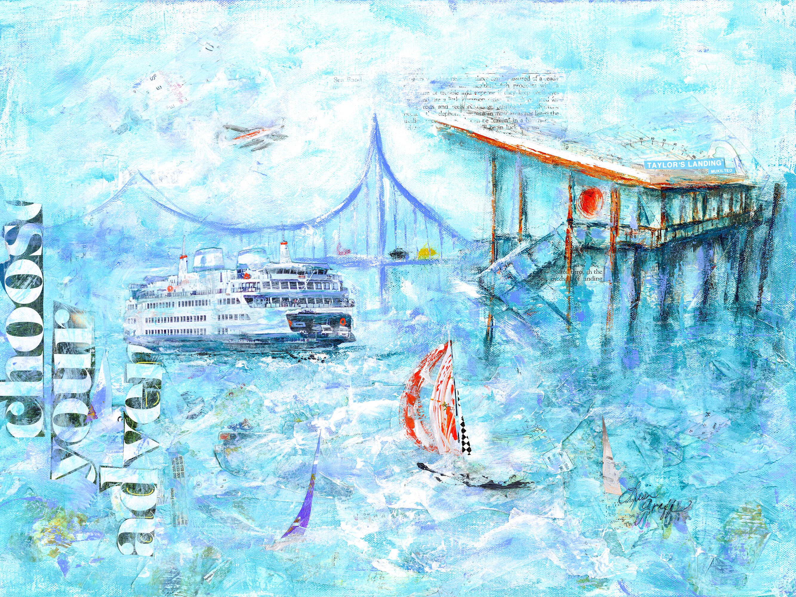 FERRY BOAT ART Print Whidbey Island Painting Washington - Etsy