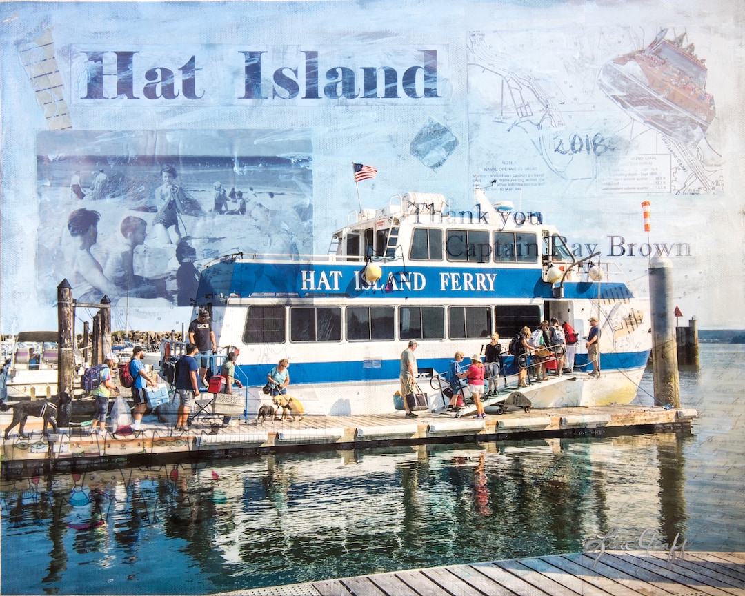 Hat Island Art, Passengers Traveling on Ferry, Gedney Island Mixed ...