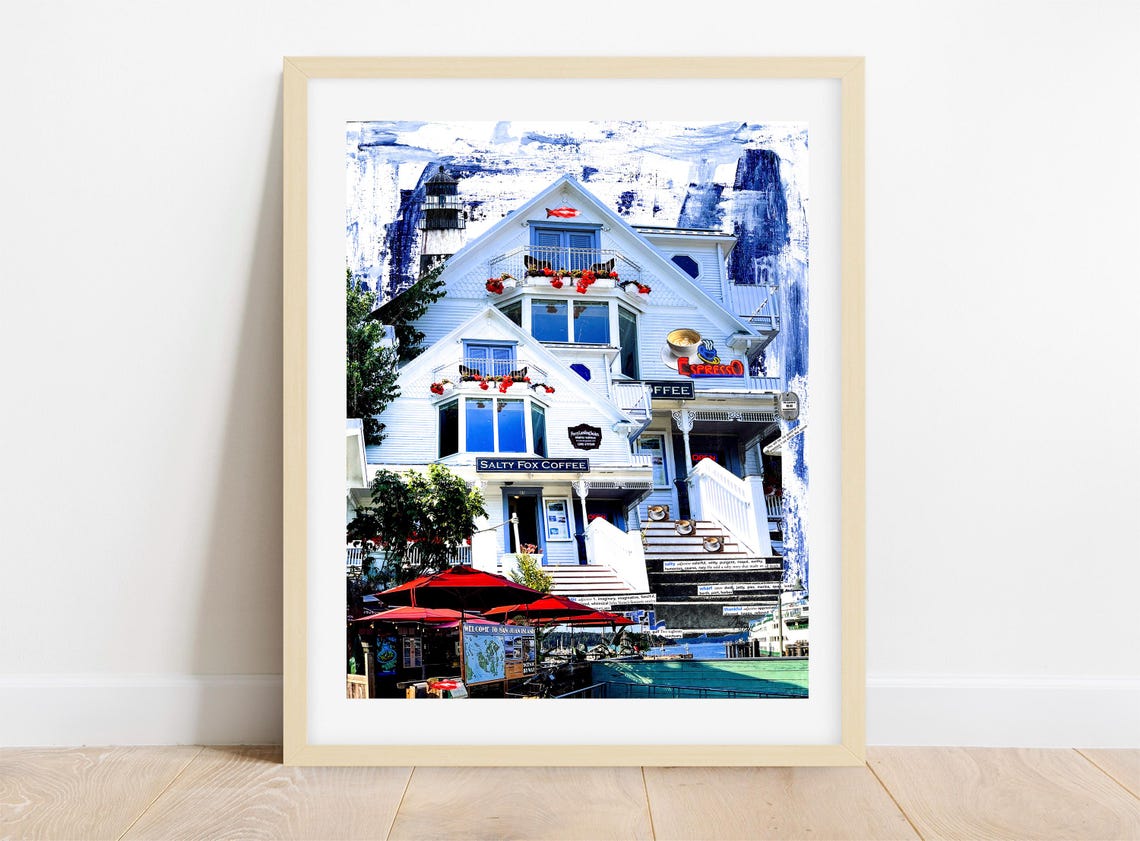 Coffee Art Print | Salty Fox Coffee Shop | Latte Cappuccino Painting ...