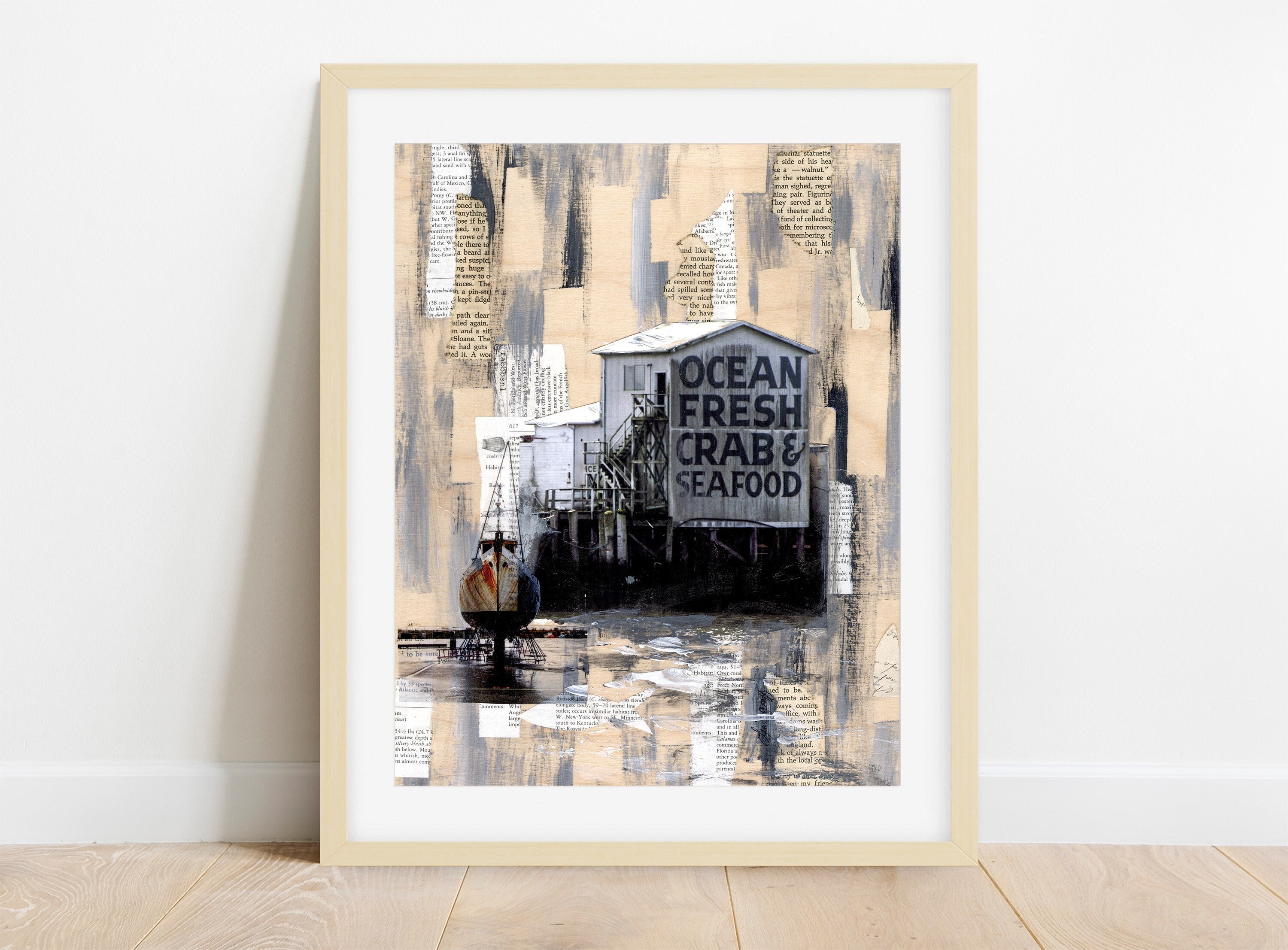 FISH SHACK WOOD| Black and White Fish Art Print | Coastal Fishing Boat ...