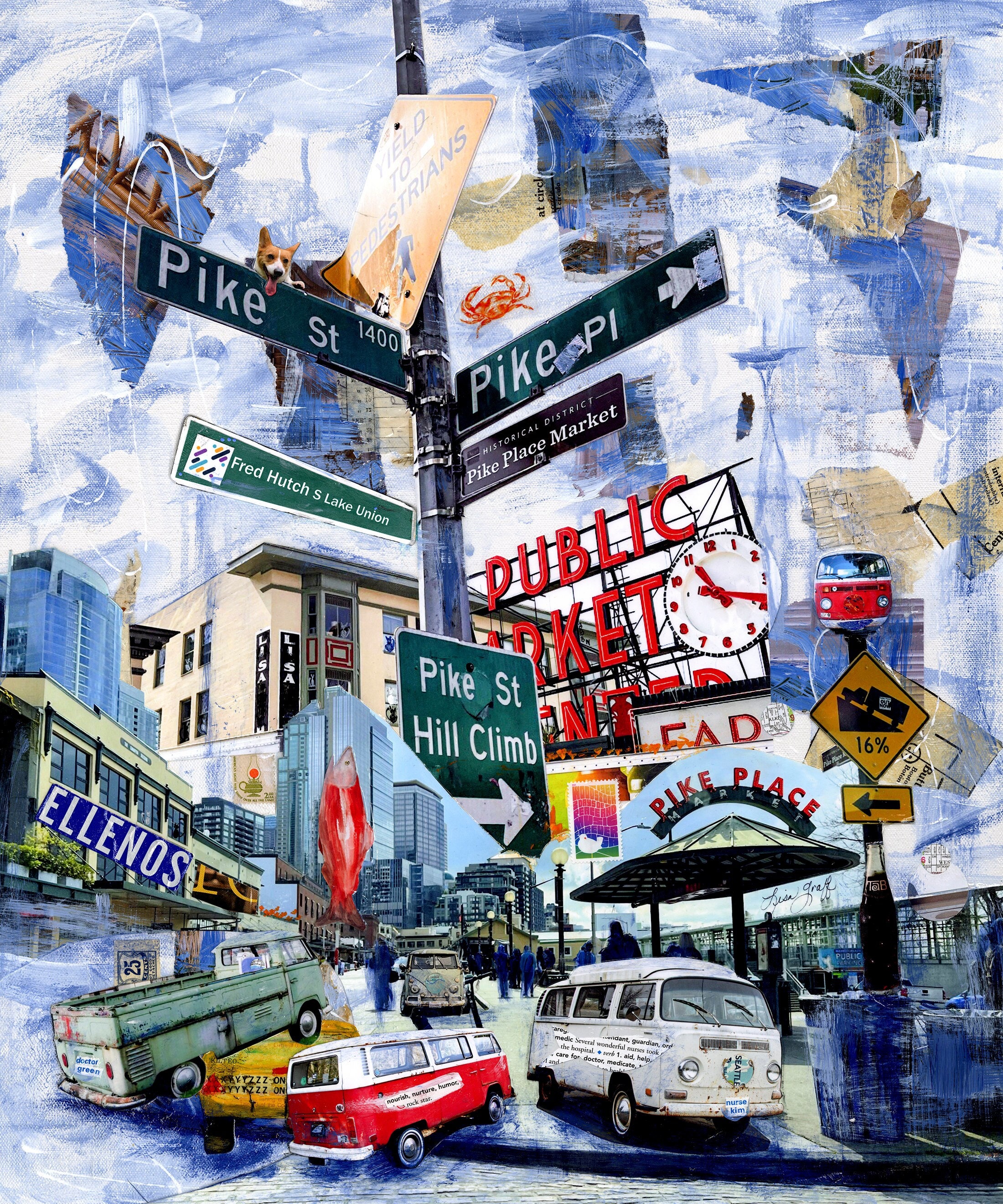Seattle Art Print | Fred Hutch Print | Seattle Mixed Media Painting ...