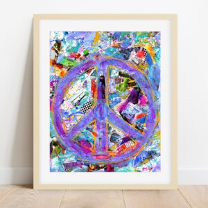 PEACE SIGN PRINT | Flower Child - Boho Artwork | Hippy Decor | Mixed ...