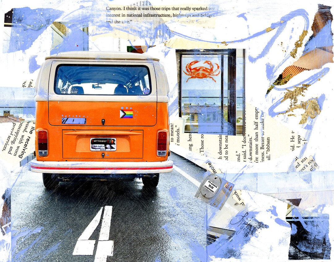 1967 Orange Bus Named Busje | Retro Wall Art Print | Boho Bus Mixed ...