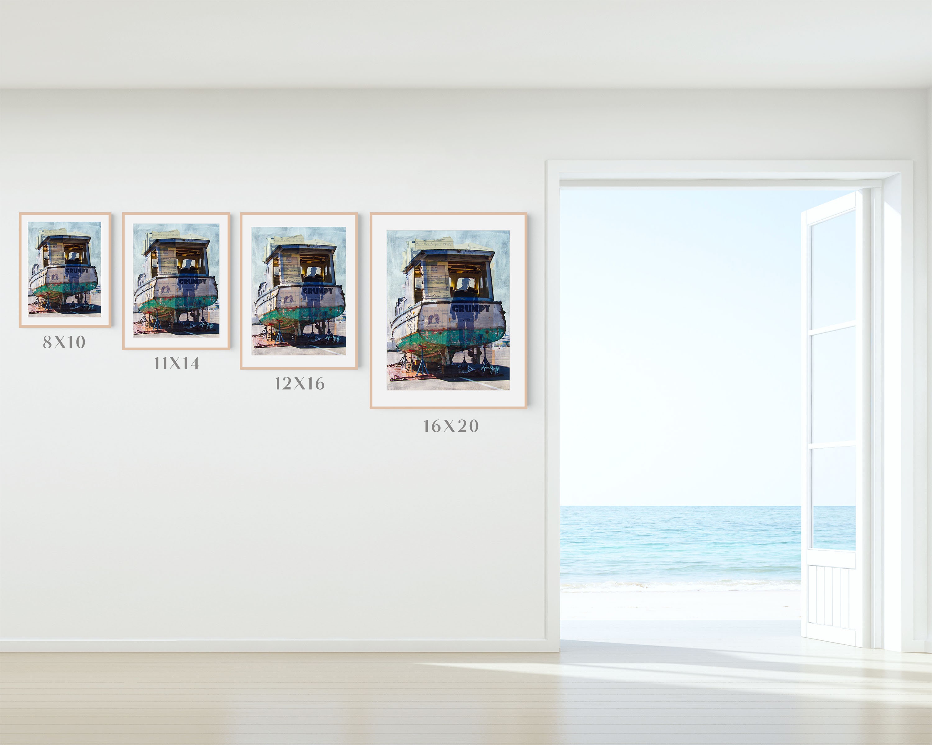 SEA CAPTAIN GRUMPY Art Print | Nautical Painting Boat Print | Beach ...