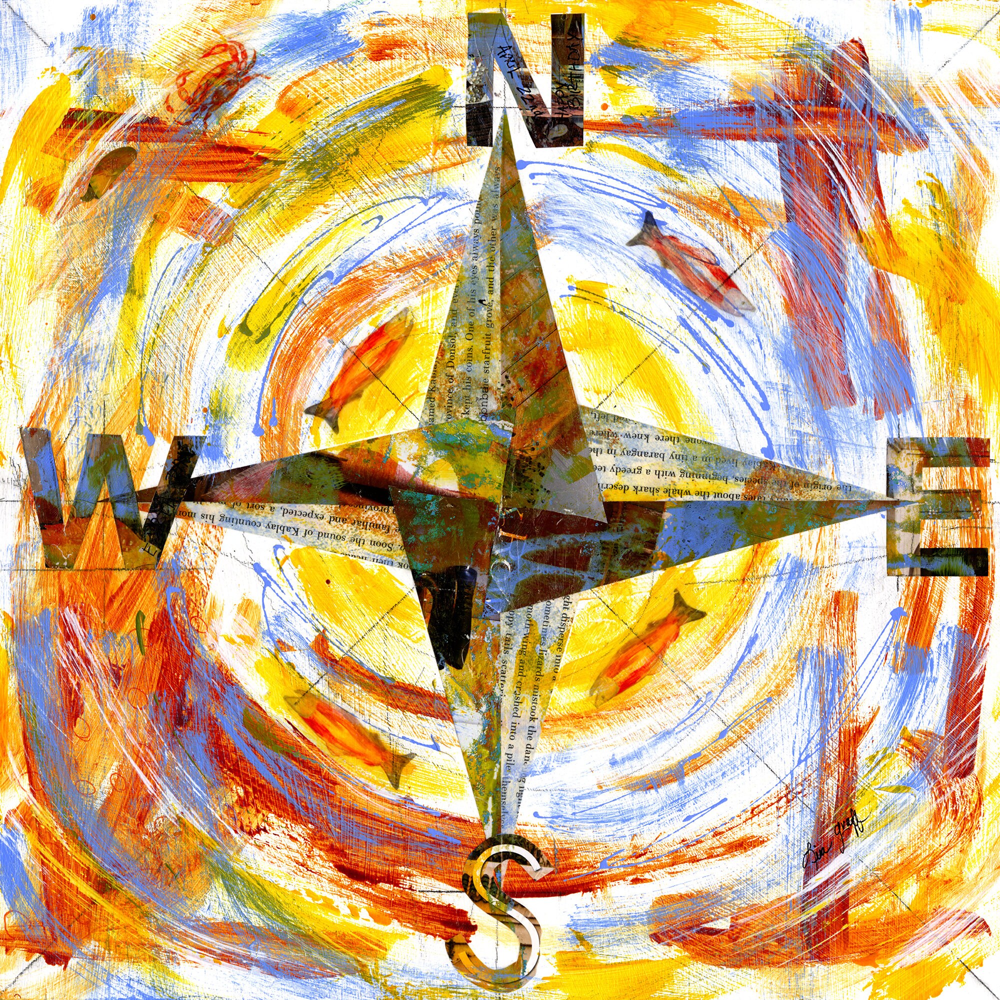 COMPASS ROSE ART | Coastal Art Print | Nautical Wall Print | Compass ...