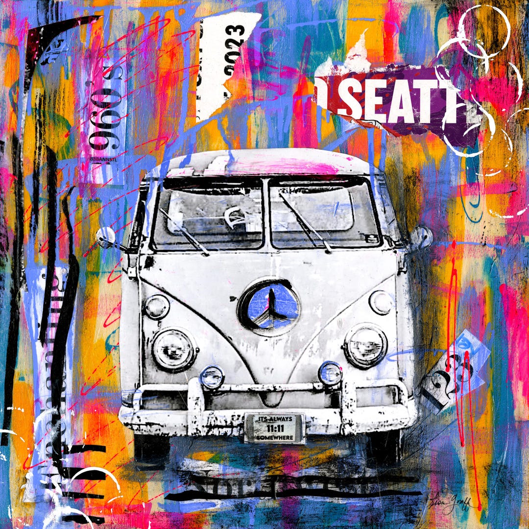 RETRO BUS ART Print | Seattle Grunge Art | Hippie Van | Hippie Mobile ...