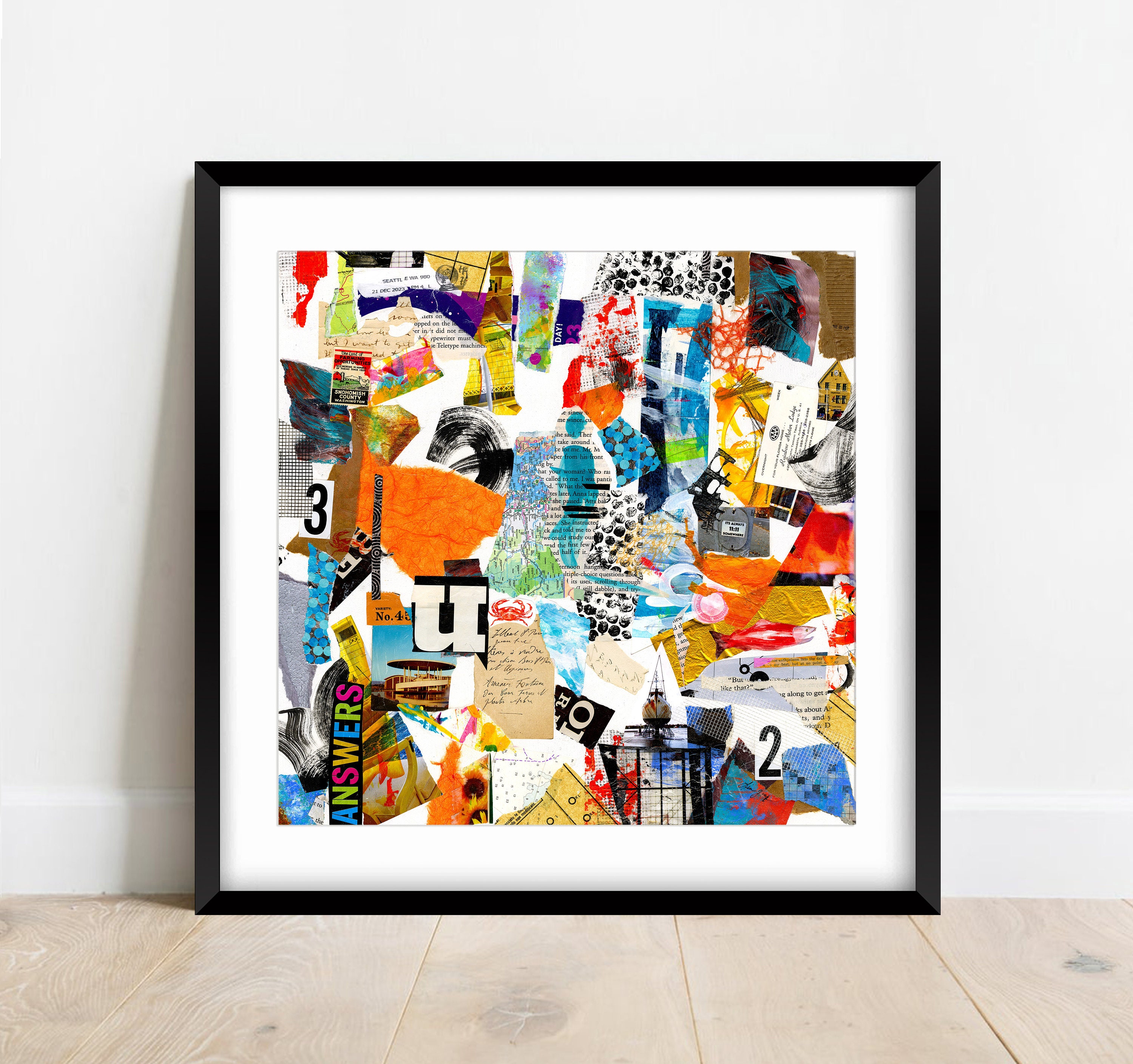 World Collage Day Art Print Urban Wall Art Mixed Media Abstract Collage ...
