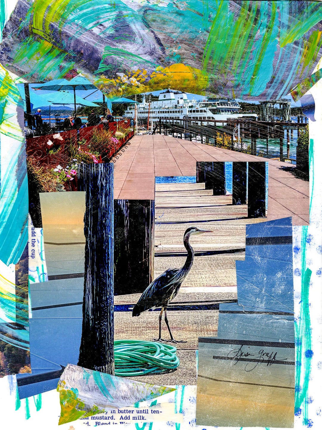 HERON FERRY ART Print | Friday Harbor| Washington State Ferry Mixed ...