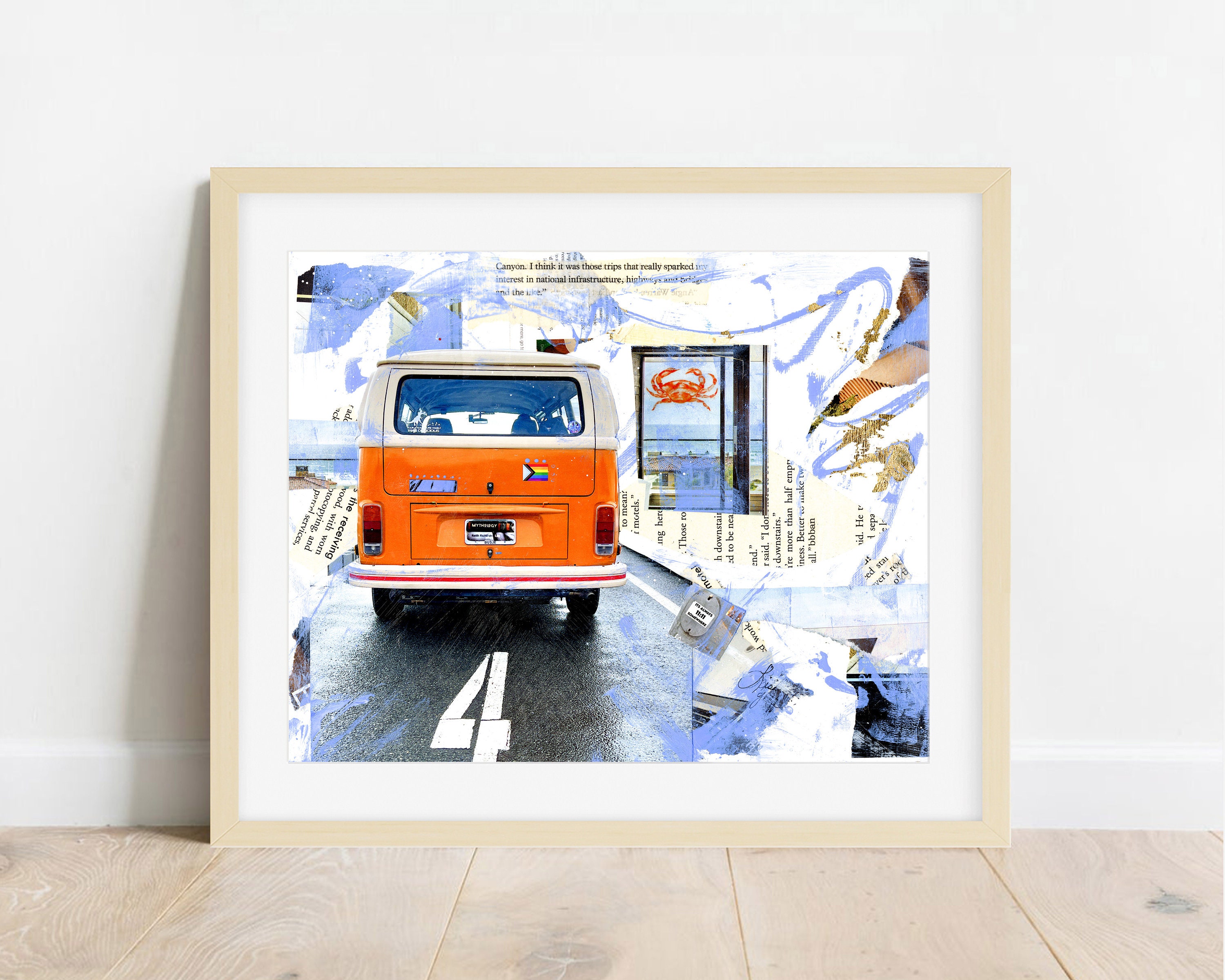1967 Orange Bus Named Busje | Retro Wall Art Print | Boho Bus Mixed ...