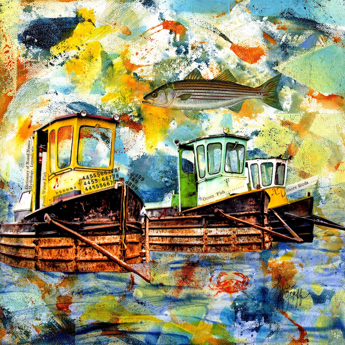 TUG BOAT ART Print | Rustic Coastal Wall Art | Three Mini Tug Boats ...